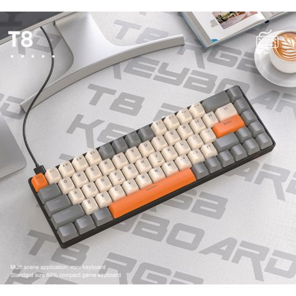 T8 RGB Wired Mechanical Gaming Keyboard Blue Switch – Grey Orange ...