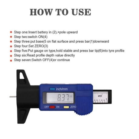 Digital Tyre Tread Depth Gauge Measuring Device – Tire Tread Tool ...